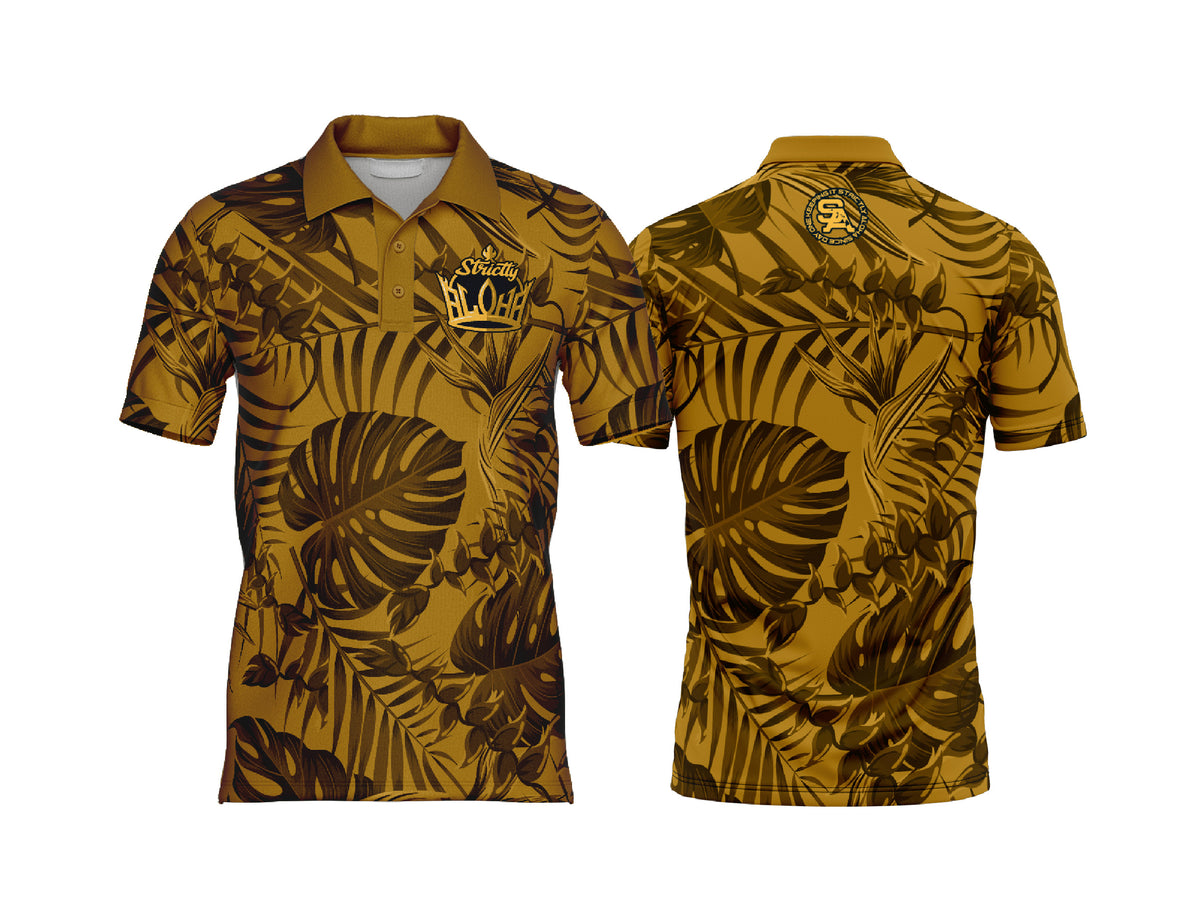 Strictly Aloha Crown Floral (Gold Base) Polo – Strictly Aloha Apparel